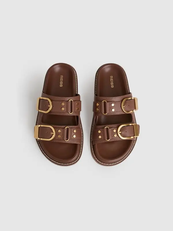 REISS Ella Leather Buckled Sandals