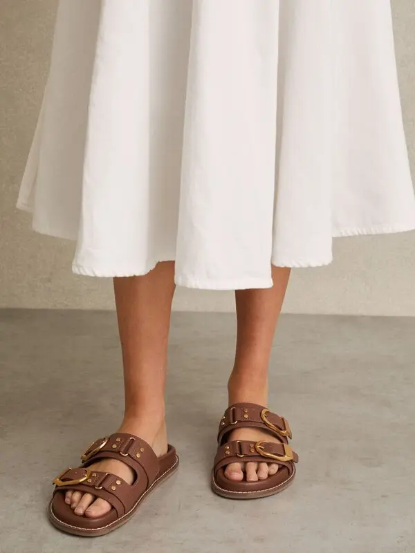 REISS Ella Leather Buckled Sandals