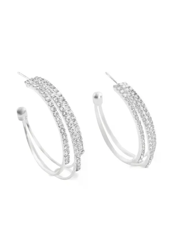 HZMER JEWELLERY Rhinestone-embellished Earrings - Silver