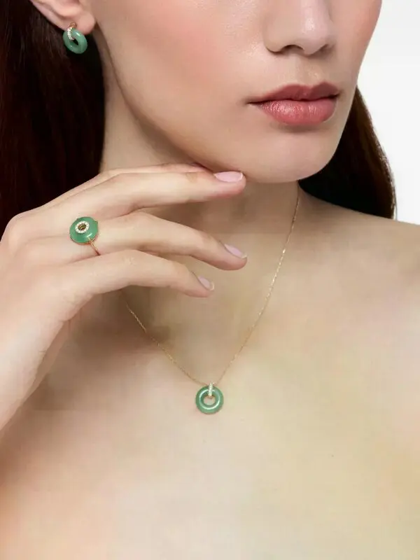 Mateo Door Knocker Donut Jade Necklace - Green