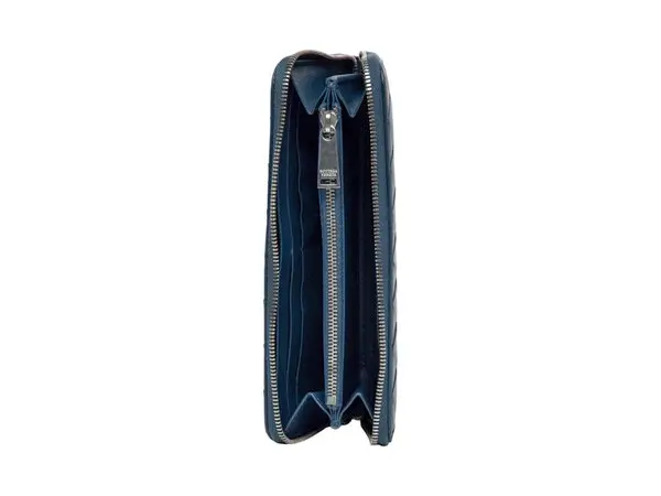 Bottega Veneta Long Zipper Leather Wallet - Blue