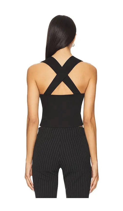 ALL THE WAYS Pia Top Button-up Vest Detail - Black