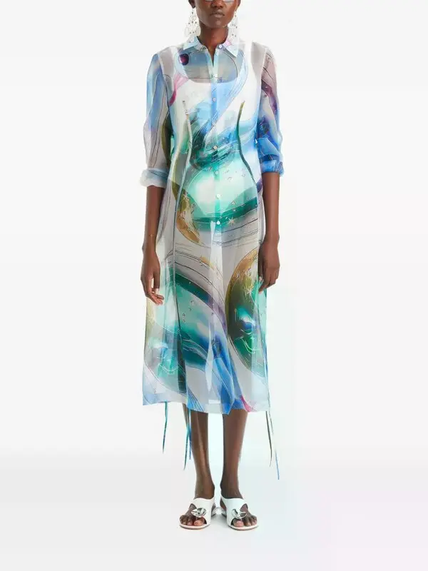 Tory Burch Silk Organza Dress - Blue