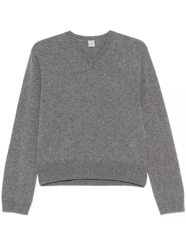 TOTEME V-neck Knit Sweater - Grey