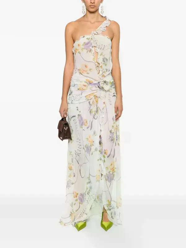 blumarine floral silk creponne maxi dress Printed silk creponne dress