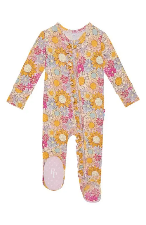 POSH PEANUT Rosalinda Ruffle Fitted Footie Pajamas - Pink