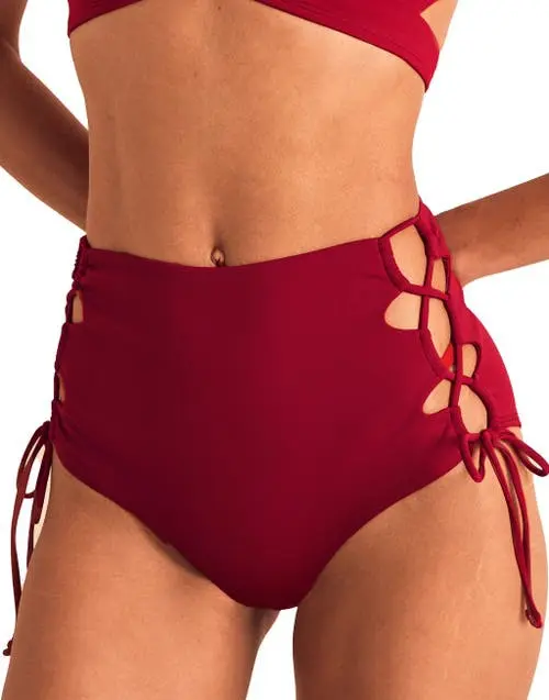 ADORE ME Tatiana High-waist Bikini Bottom - Dark Red