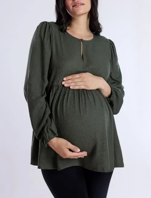 Motherhood Maternity Long Sleeve Empire Waist Woven Blouse - Deep Depths