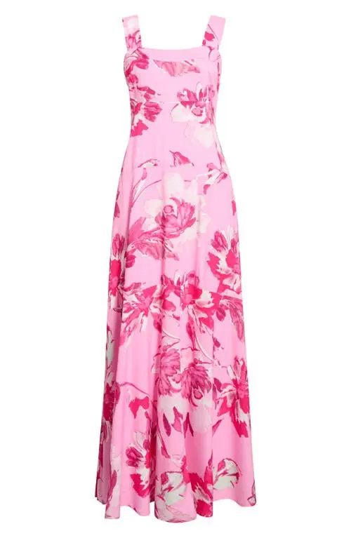 Vince Camuto Floral Tiered Maxi Dress - Raspberry Sorbet