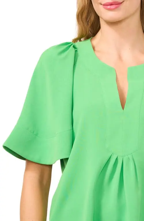 CECE DUPRAZ Flutter Sleeve Crepe Top - Medium Green