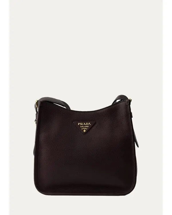 Prada Medium Daino Soft Leather Hobo Crossbody Bag - Moro