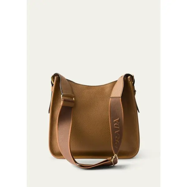 Prada Medium Daino Soft Leather Hobo Crossbody Bag - Moro