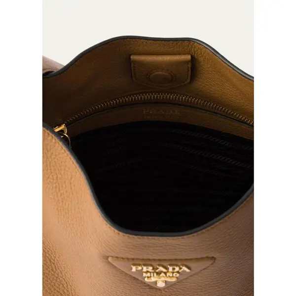 Prada Medium Daino Soft Leather Hobo Crossbody Bag - Moro