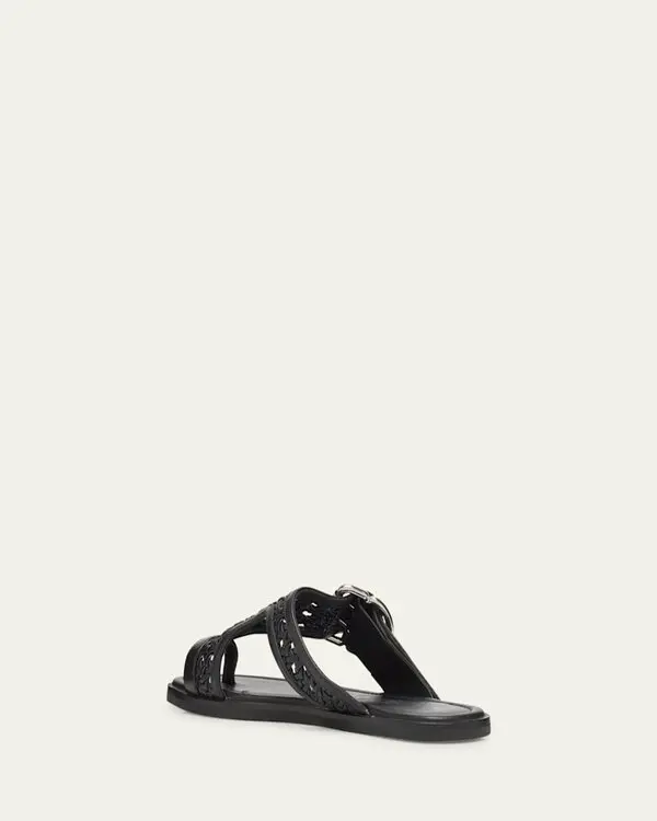 Phillip Lim Leather Macrame Z-Strap Slide Sandals Black