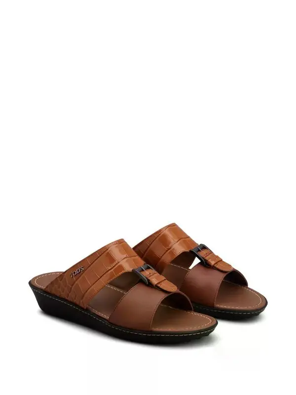 TOD'S Leather Slides - Brown