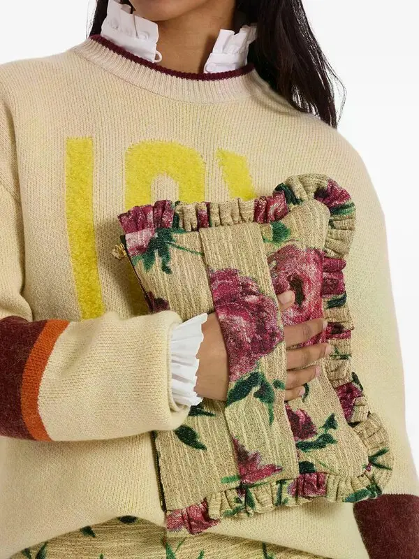 La DoubleJ Floral Clutch - Neutrals