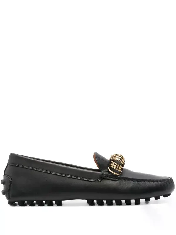 TOD'S Ring-embellished Loafers - Black