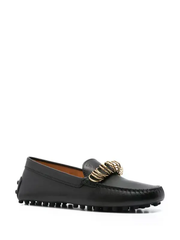 TOD'S Ring-embellished Loafers - Black