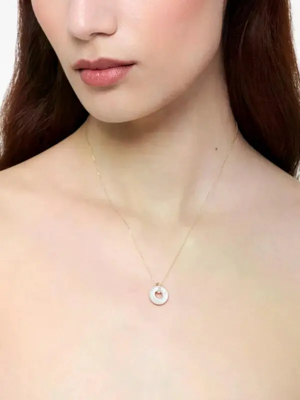 Mateo Door Knocker Donut Mother Of Pearl And Diamond Necklace - Neutrals