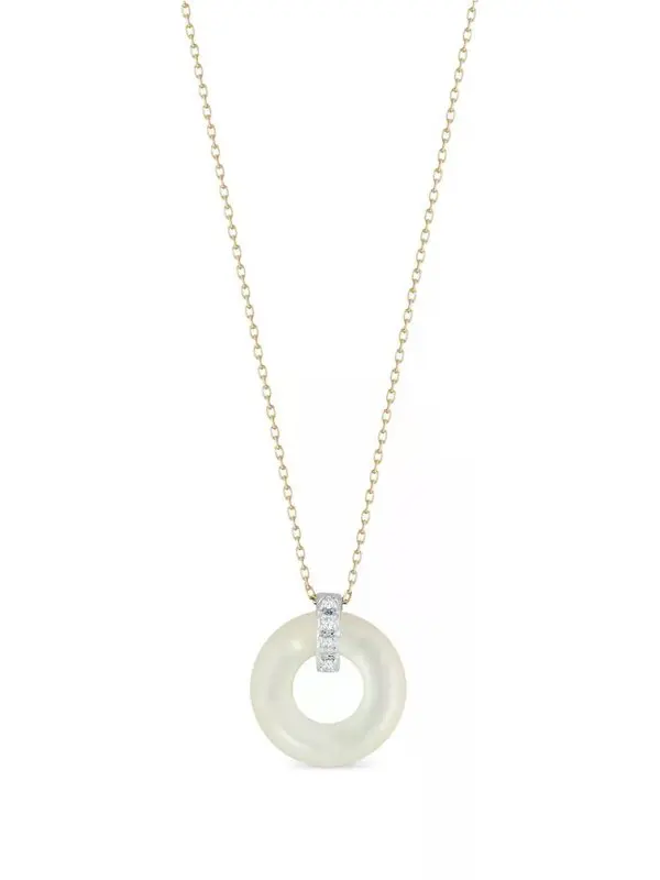 Mateo Door Knocker Donut Mother Of Pearl And Diamond Necklace - Neutrals