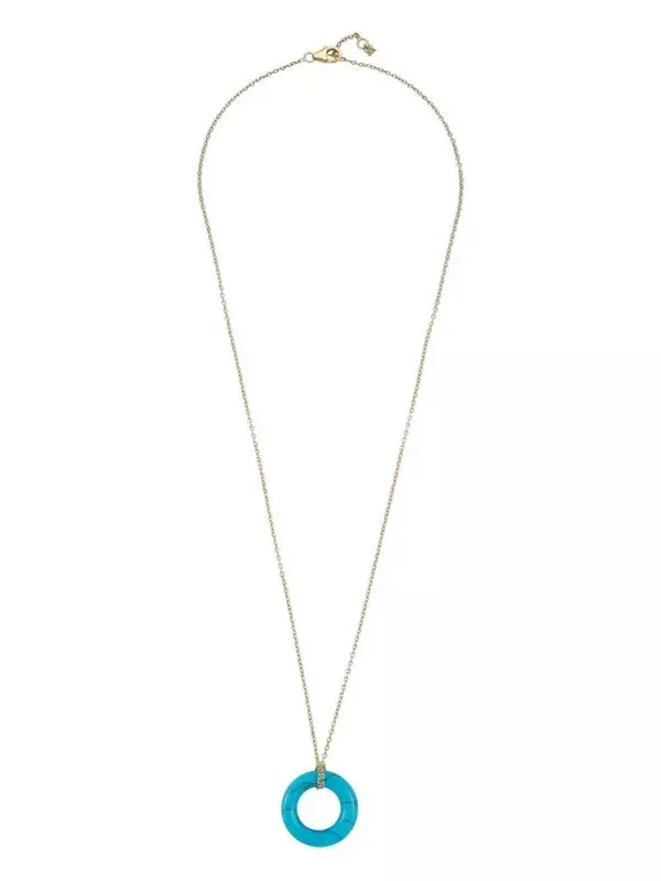 Mateo 14kt Yellow Donut Turquoise Pendant Necklace - Gold