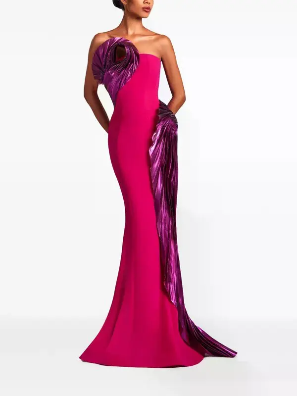 GABY CHARBACHY Fan-detail Strapless Gown