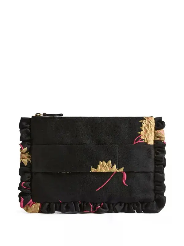 La DoubleJ Floral Clutch - Black