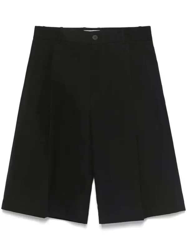 Studio Nicholson Pleated Wide-leg Shorts - Black