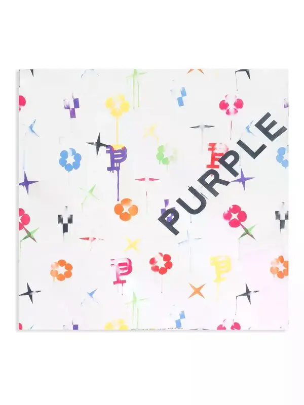 PURPLE BRAND Printed Cotton Bandana Scarf - White