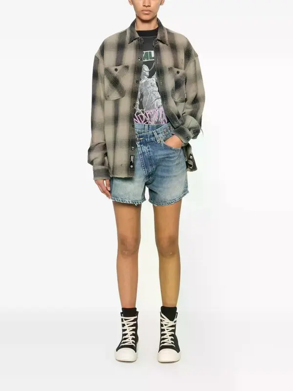 R13 Crossover Denim Shorts - Blue