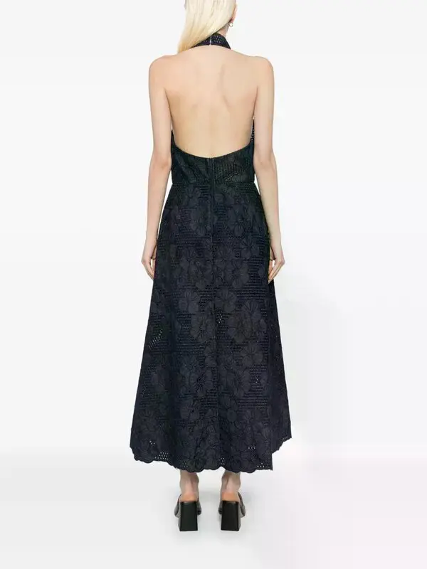 Elie Saab Embroidered Denim Dress