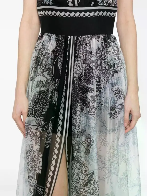 Elie Saab Printed Chiffon Maxi Dress