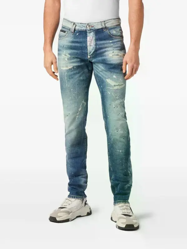 Philipp Plein Super Straight Cut Paisley Bandana Jeans