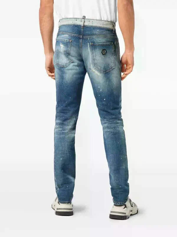 Philipp Plein Super Straight Cut Paisley Bandana Jeans