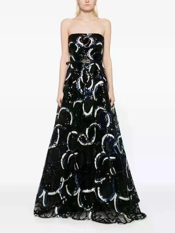 Elie Saab Embroidered Strapless Gown