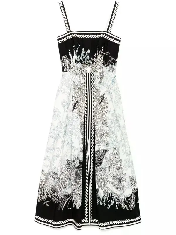 Elie Saab Printed Cotton Dress - Black