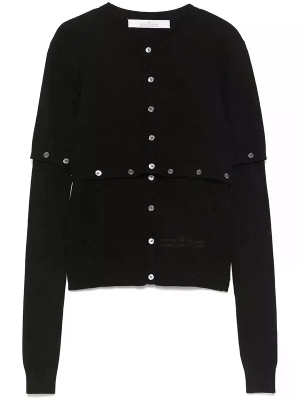 Rokh Multi-button Layer-effect Cardigan - Black