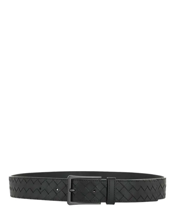 Bottega Veneta Intrecciato Leather Belt - Nero