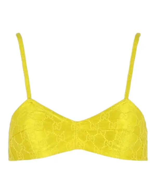 Gucci Embroidered Silk Bra - Yellow