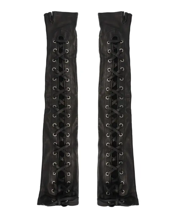 Gucci Corset Lacing Fingerless Gloves - Black
