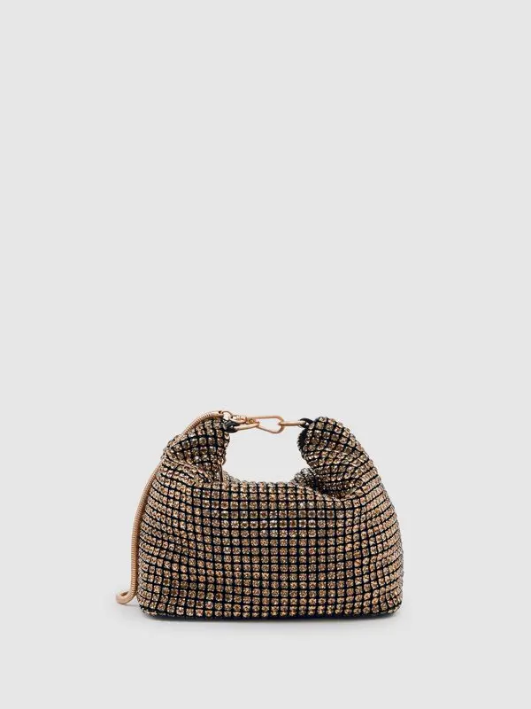REISS Leah Crystal Pouch Bag - Gold