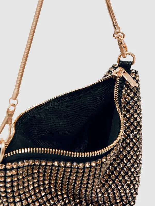 REISS Leah Crystal Pouch Bag - Gold