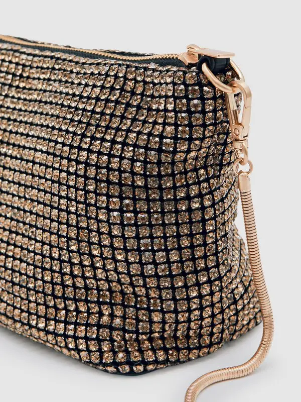 REISS Leah Crystal Pouch Bag - Gold
