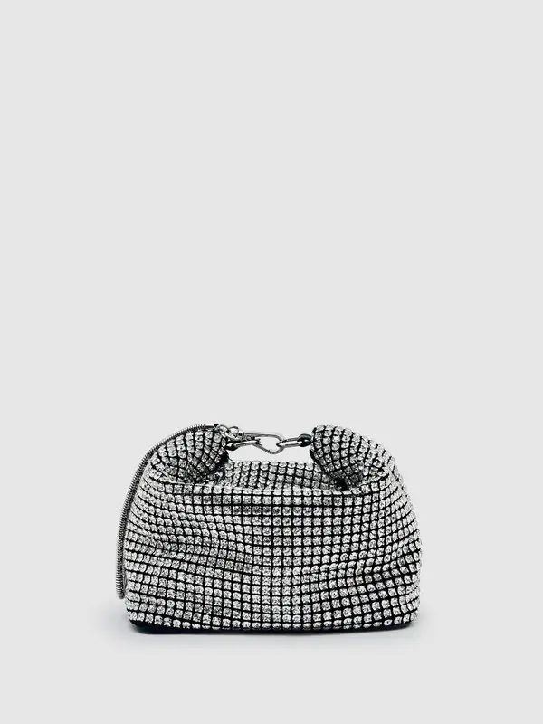 REISS Leah Crystal Pouch Bag - Silver