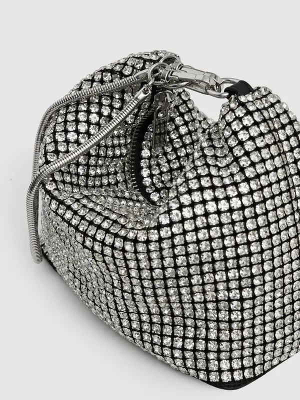 REISS Leah Crystal Pouch Bag - Silver