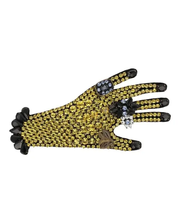 Gucci Crystal-embellished Hand Brooch - Gold