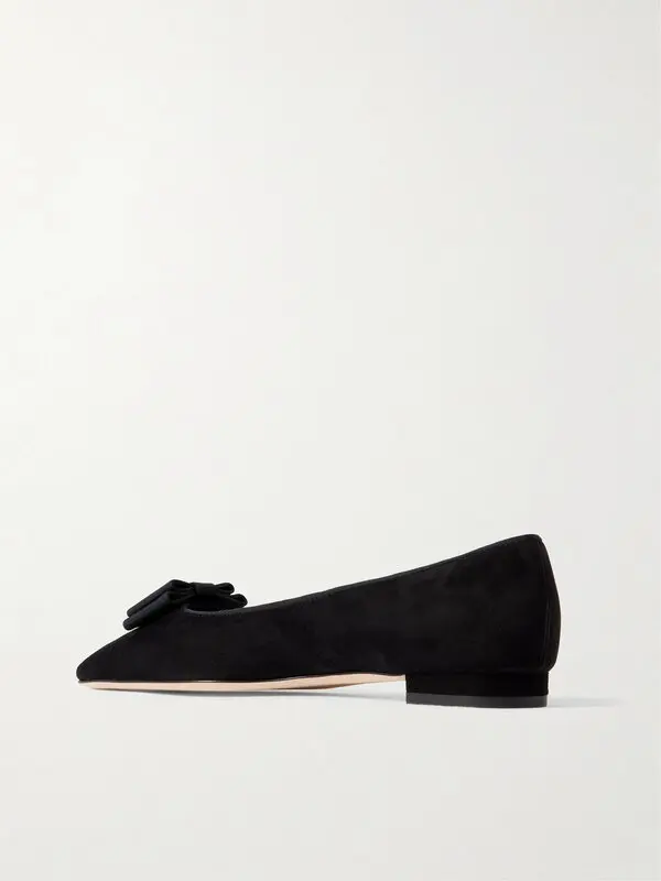 Manolo Blahnik Reador 10 Suede Flats - Black