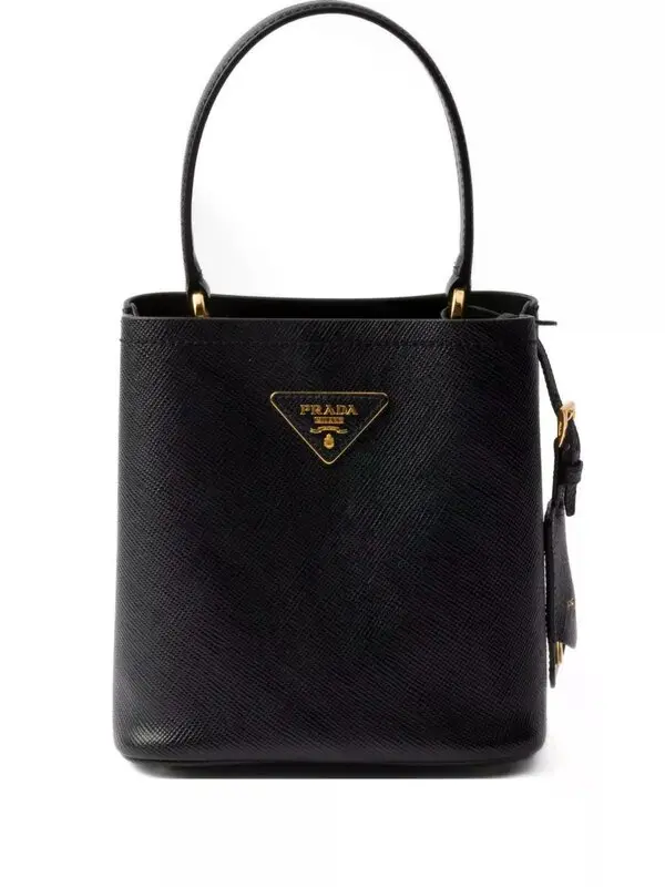 Prada Mini Saffiano Leather Panier Tote - F0002 Black