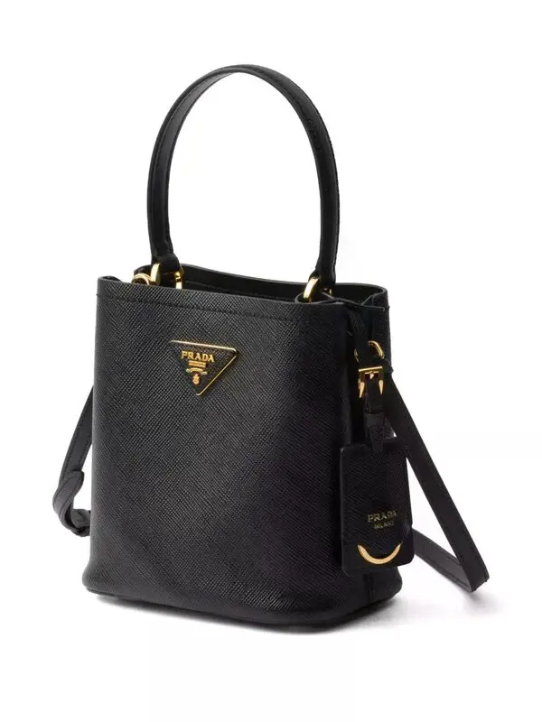 Prada Mini Saffiano Leather Panier Tote - F0002 Black
