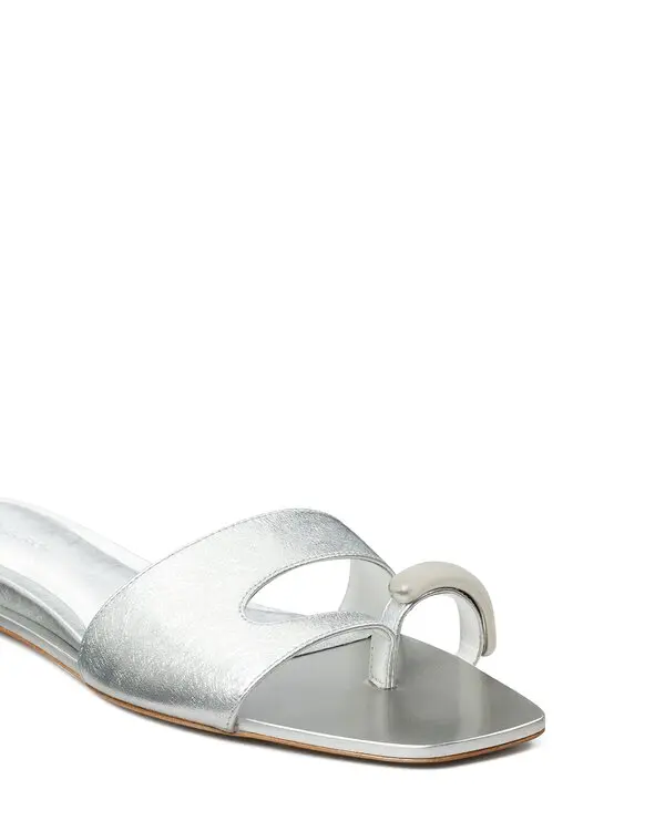 Tory Burch Pierced Slide Sandals - Bright Silver
